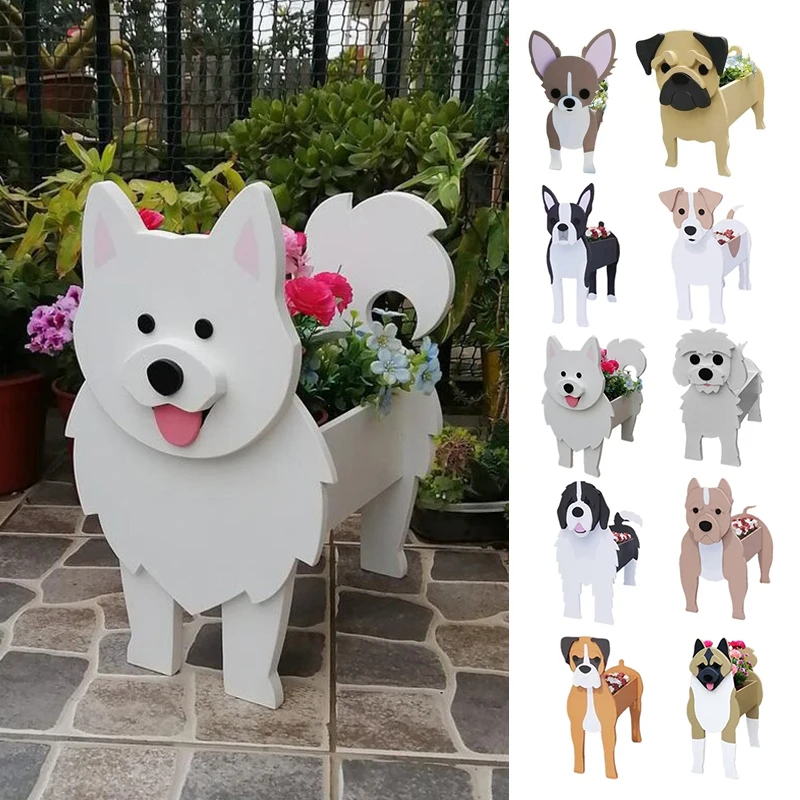 Cute-Animal-Shaped-Flower-Planter-PVC-Pet-Dog-Potted-Garden-Yard ...