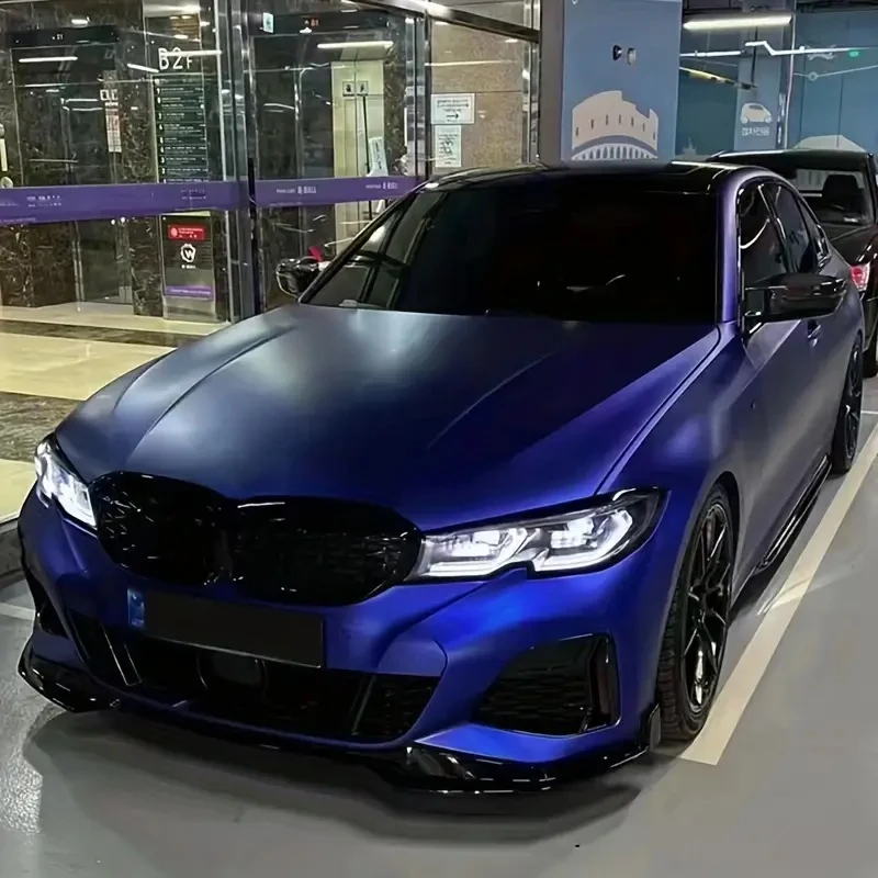Matte Blue Metallic Vinyl Wrapping Film Roll Adhesive Decal Automotive ...