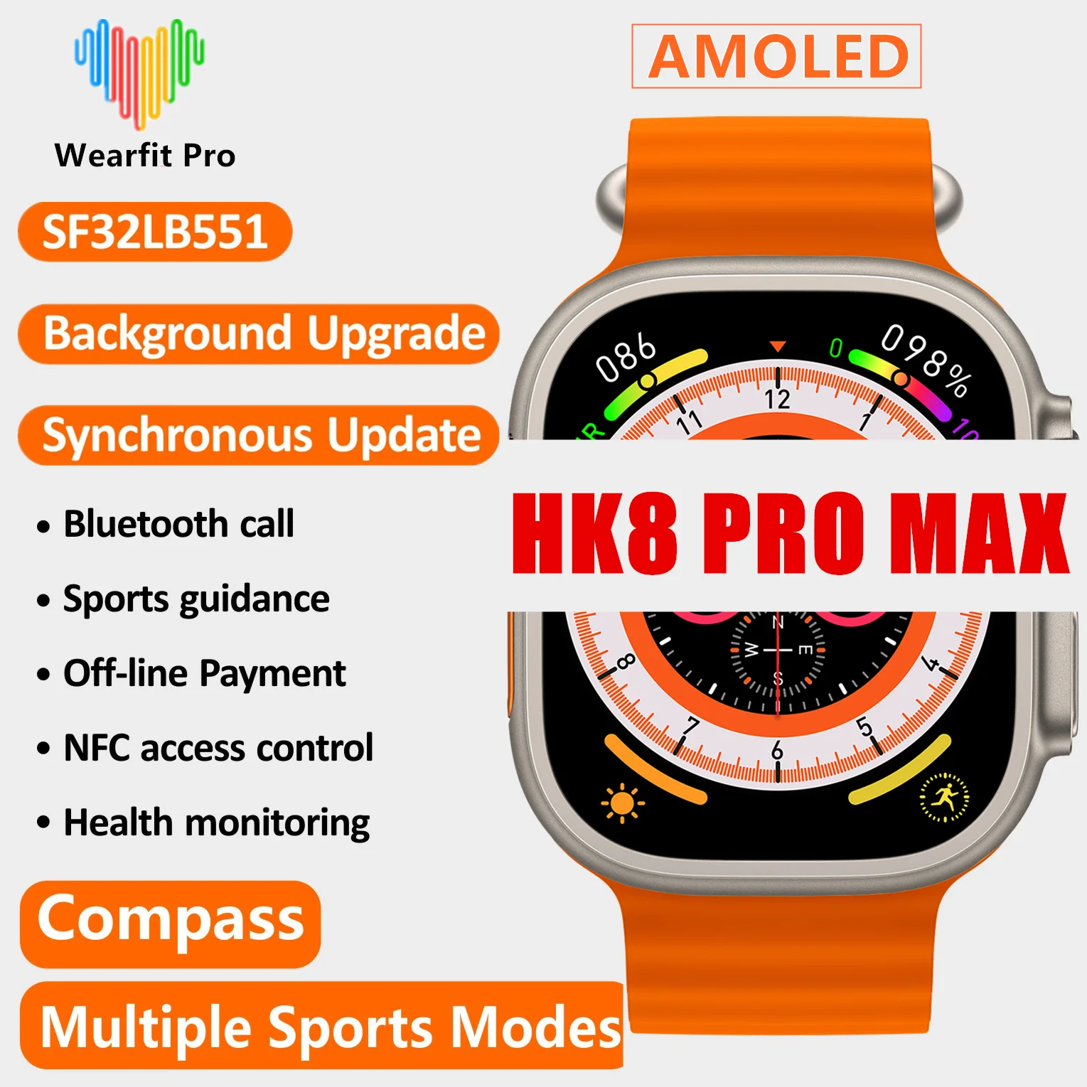 2023 Hk8 Pro Max Ultra Smart Watch For Men 2.02inch Amoled Screen ...