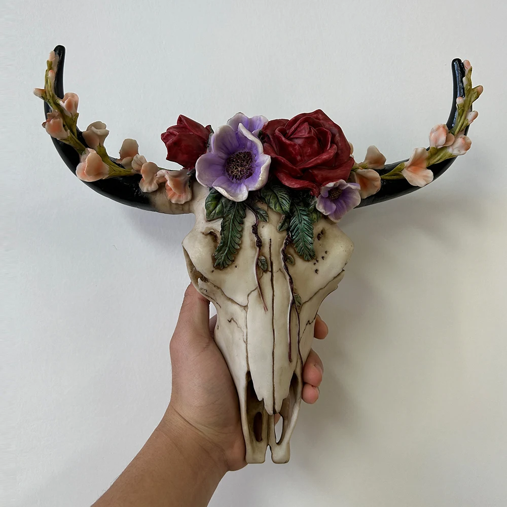 Nature-Skull-Cow-Head-Wall-Hanging-Pendant-Treant-Rose-Flower-Totem ...