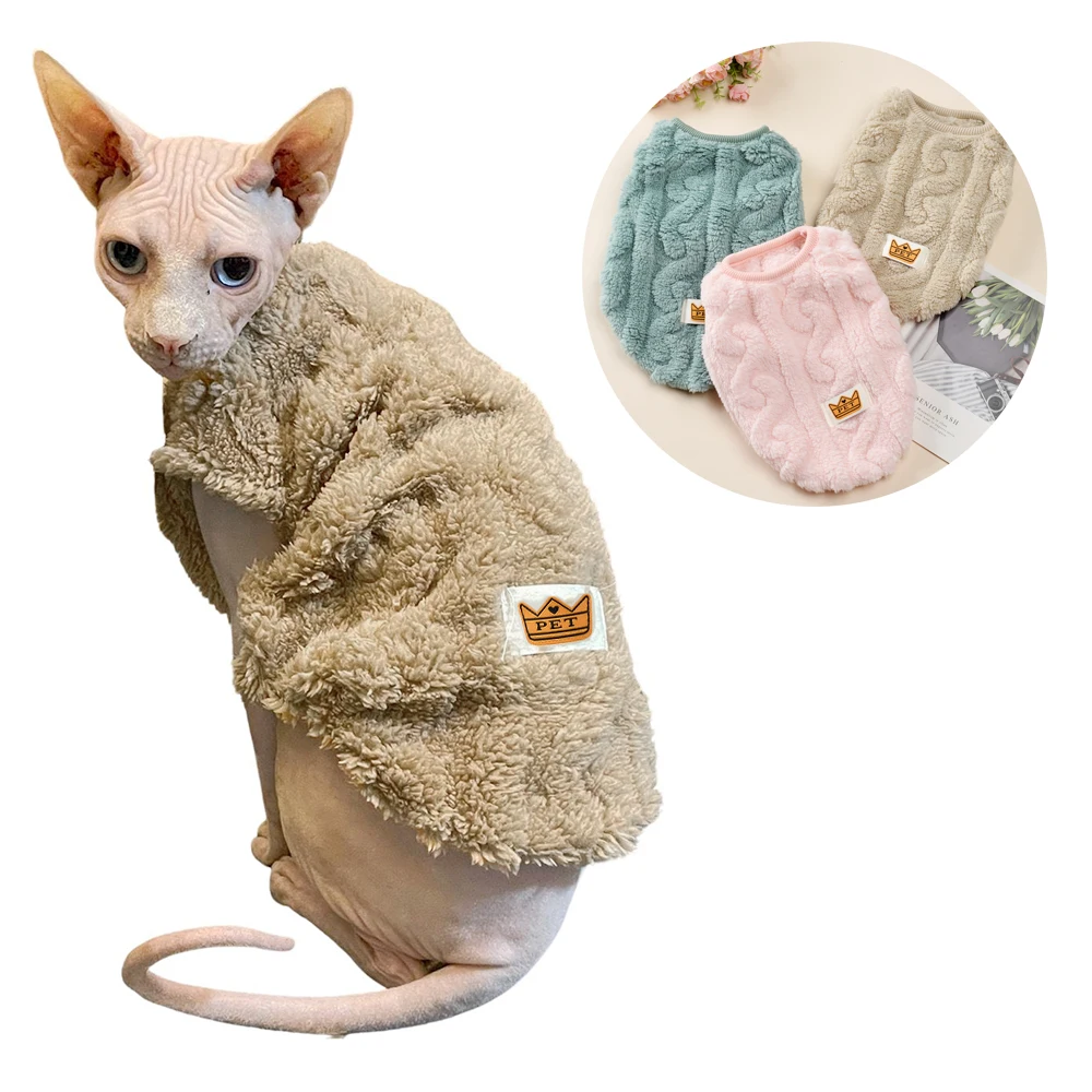 Autumn Winter Cat Clothes Soft Cozy Warm Fleece Sphynx Costume Puppy ...