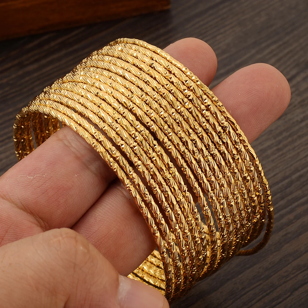 24K Gold Plated Fashion Big Bangles Ethiopian Africa Gold Color Bangles ...