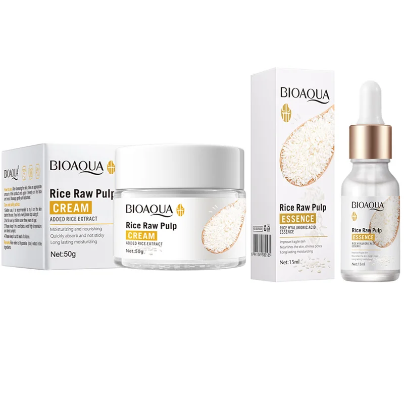 BIOAQUA Rice Raw Pulp Face Cream Serum Moisturizing Essence Nourishing Whitening Anti-Wrinkle ...