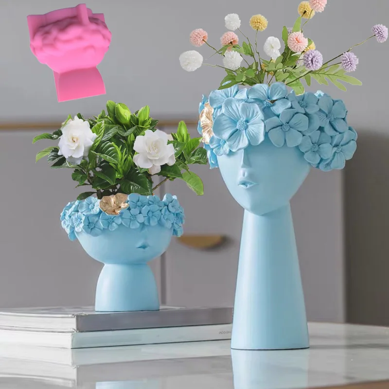 Simple-Art-Human-Face-resin-Vase-Silicone-Mold-Diy-Nordic-Style-Human ...