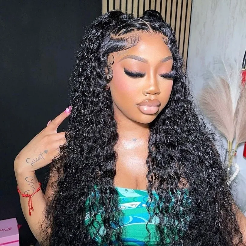 13x6-Curly-hd-transparent-lace-front-wig-40-inch-deep-wave-glueless ...