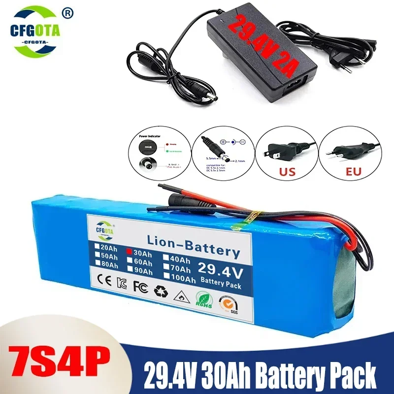 24V-7S4P-18650-Battery-30Ah-Rechargeable-Lithium-Ion-Battery-Pack-for ...