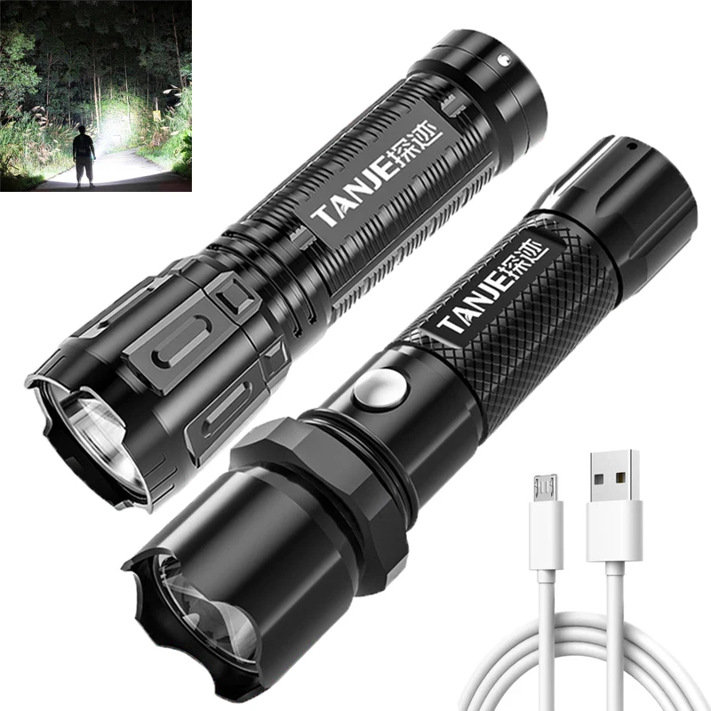 3-Modes-USB-Rechargeable-Flashlight-LED-Powerful-Emergency-Light ...