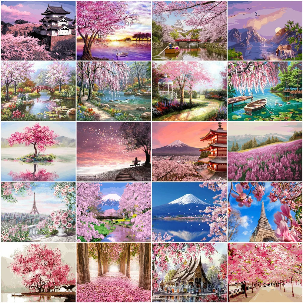 Painting Numbers Canvas Landscapes | Landscape Diy Canvas Paint Number ...