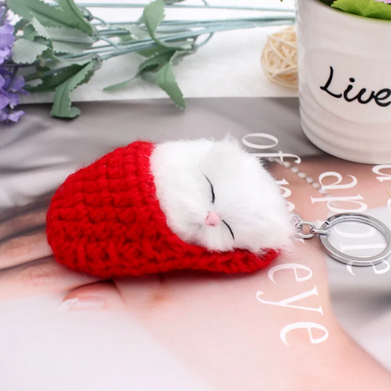 Key Chain Fluffy Animal Cat | Faux Fur Cat Keychains | Stuffed Animals ...