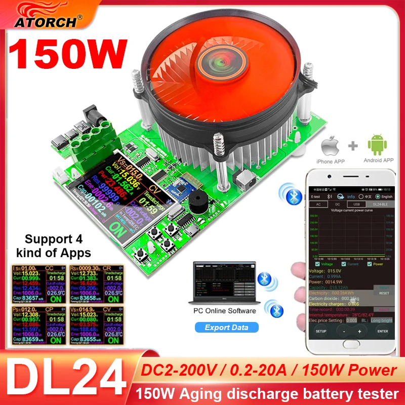 DL24 150W 20A DC Power USB Tester Electronic Load Lithium Battery ...