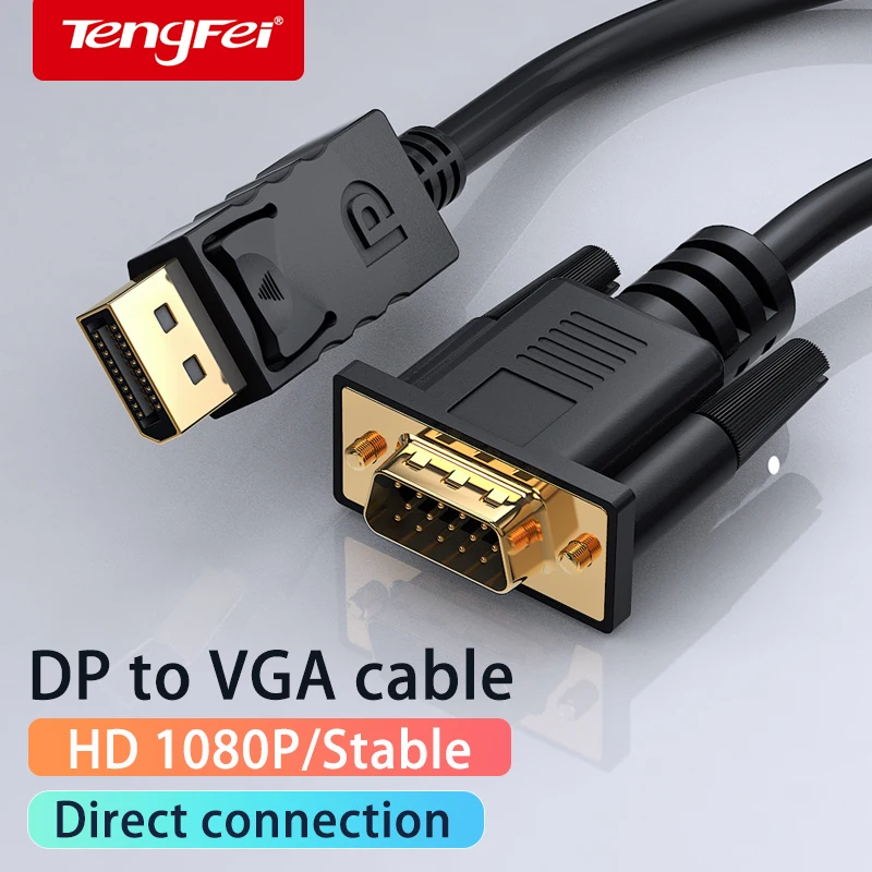 HD 1080P Displayport to VGA Adapter Cable Male to Male Converter ...