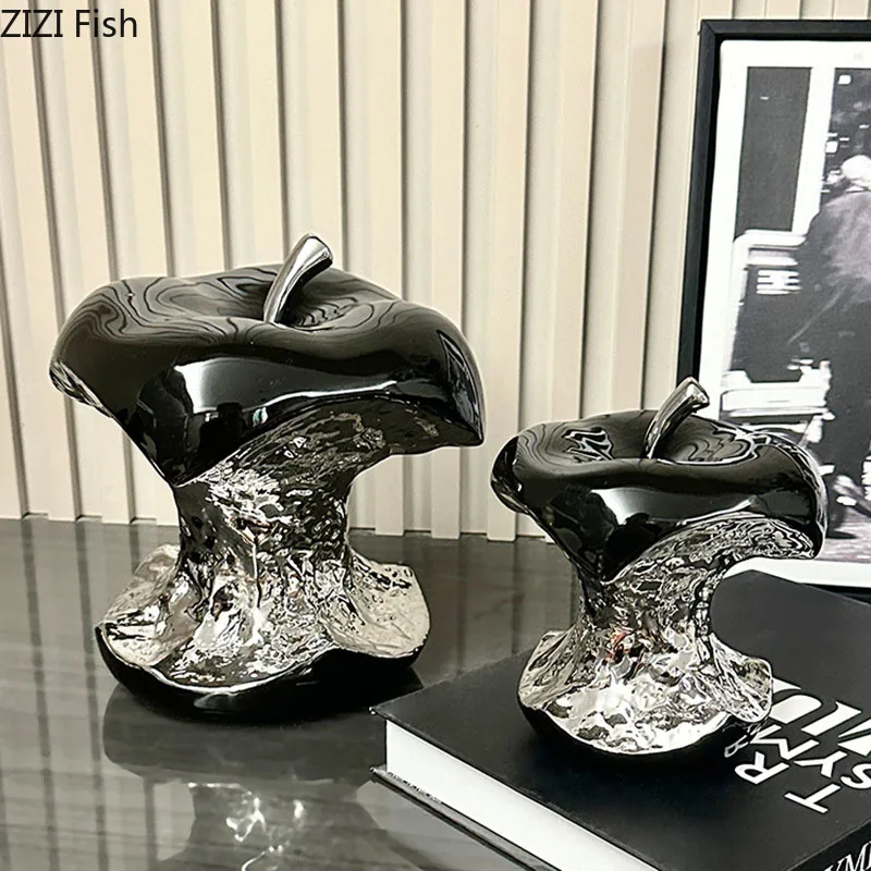 A-Gnawed-Apple-Artworks-Silver-plated-Fruits-Statue-Desk-Decoration ...