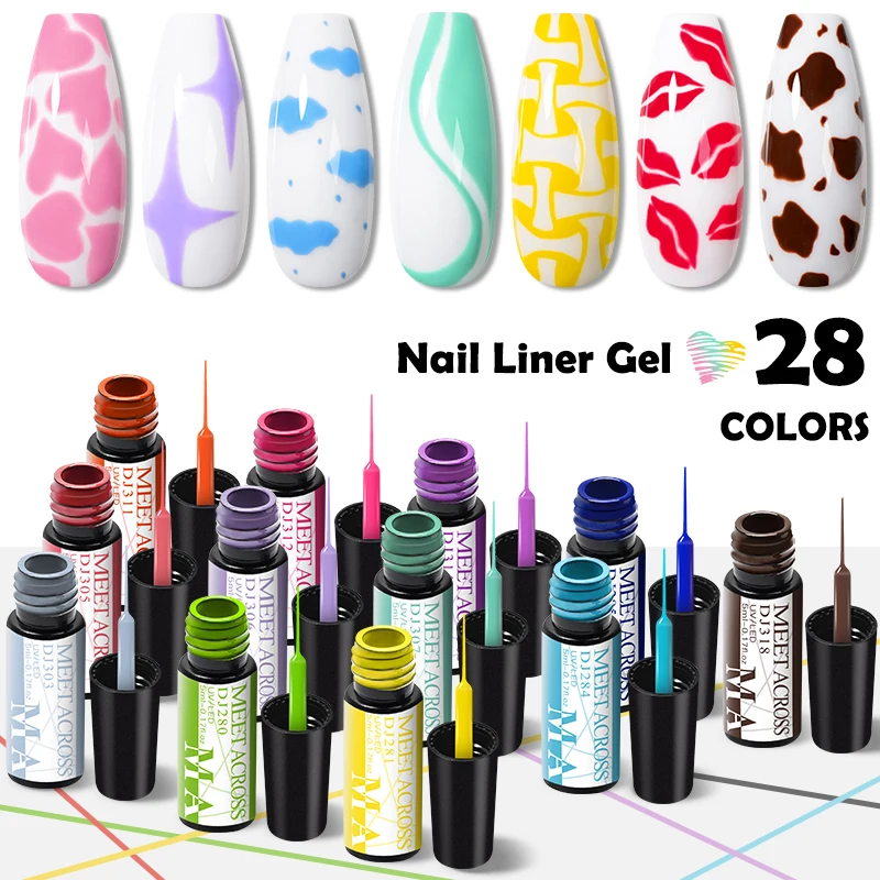 MEET-ACROSS-5ML-Pull-Line-Gel-Nail-Polish-8-Colors-For-Manicure-UV-LED ...