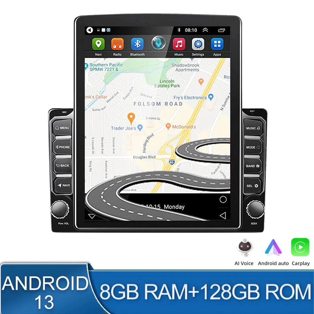 2 Din Android 13 Car Radio Multimedia Tesla Style 9.7 Inch Vertical ...