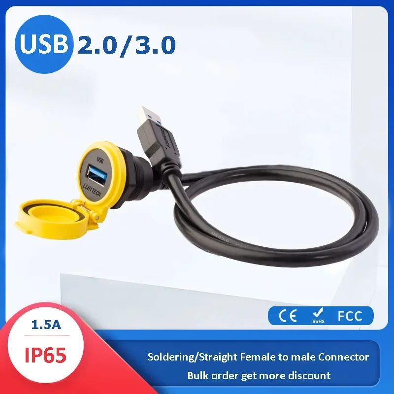 0.1m-5m Extension Cable Adapter USB2.0 Waterproof IP65 Female to Female ...