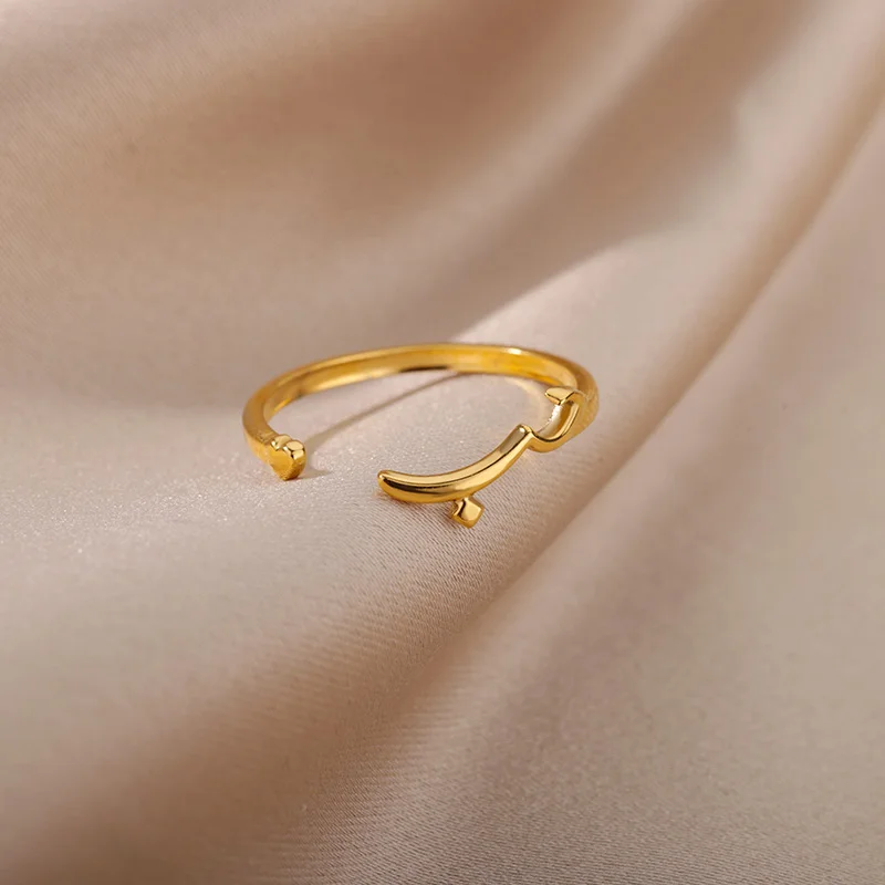 Stainless-Steel-Arabic-Ring-Jewelry-Open-Adjustable-Love-Statement ...