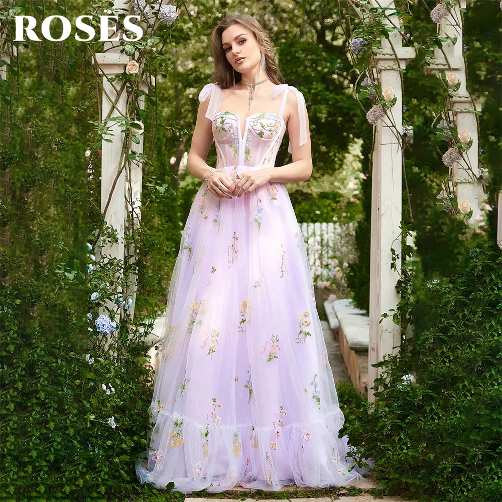 ROSES-Spaghetti-Strap-A-linha-Vestidos-de-noite-Vestidos-Lil-s-Bordados-Vestidos-formais ...