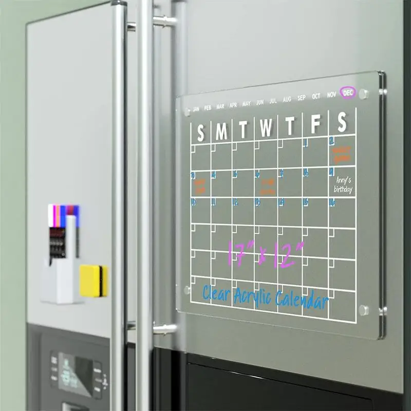 Magnetic-Dry-Erase-Board-17x12in-Acrylic-Clear-Calendar-For ...