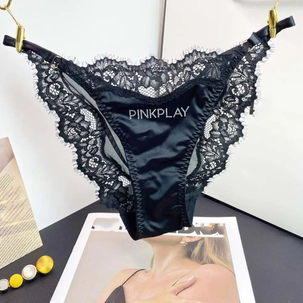 Kristallen-Letter-Satijn-Zijden-Slipje-Mid-Taille-Ondergoed-Strass ...