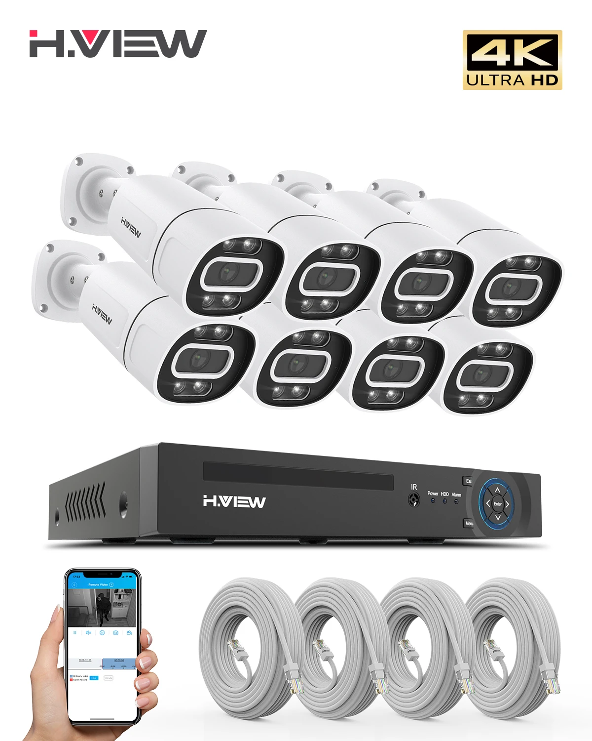 H-View-Cctv-Security-Camera-System-Home-Video-Surveillanc-4K-8Mp-Kit-Ai ...