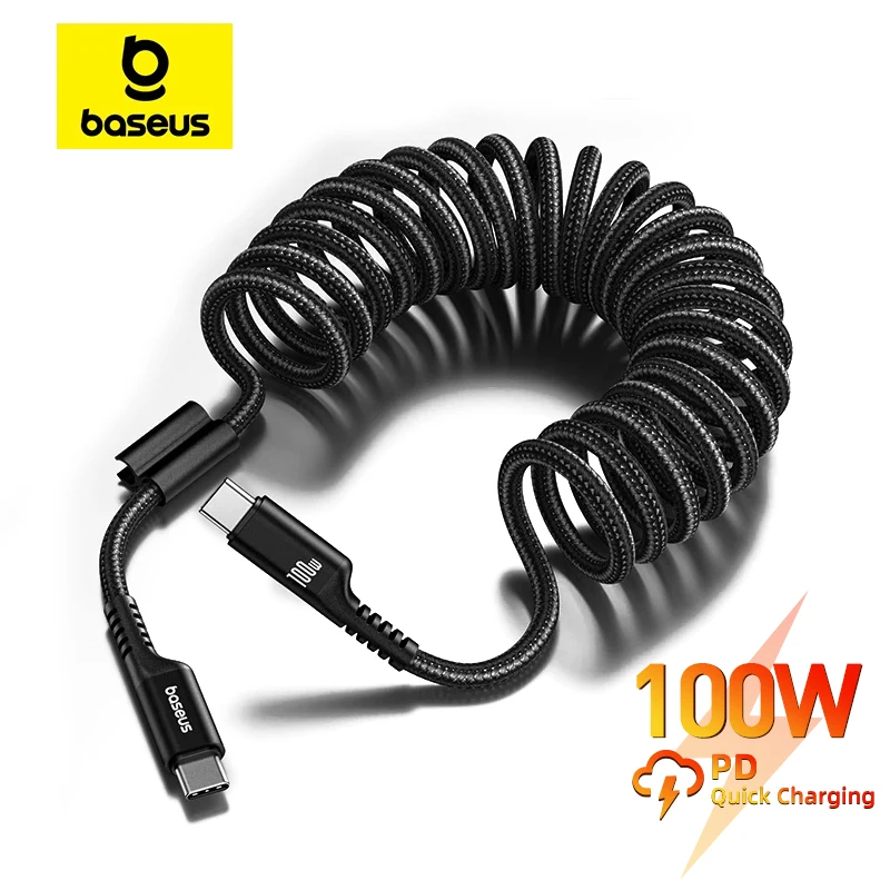 Baseus-PD-100W-Fast-Charging-With-Expandable-Coil-Cable-Design-USB-Type ...