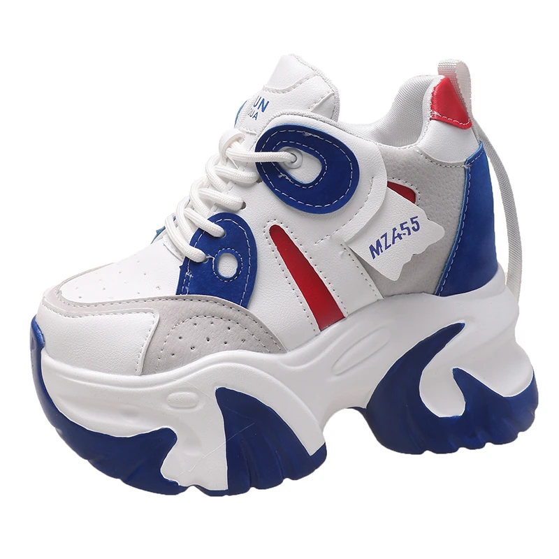 Women Walking Sneakers New Autumn Lace-up High Platform Chunky Shoes ...