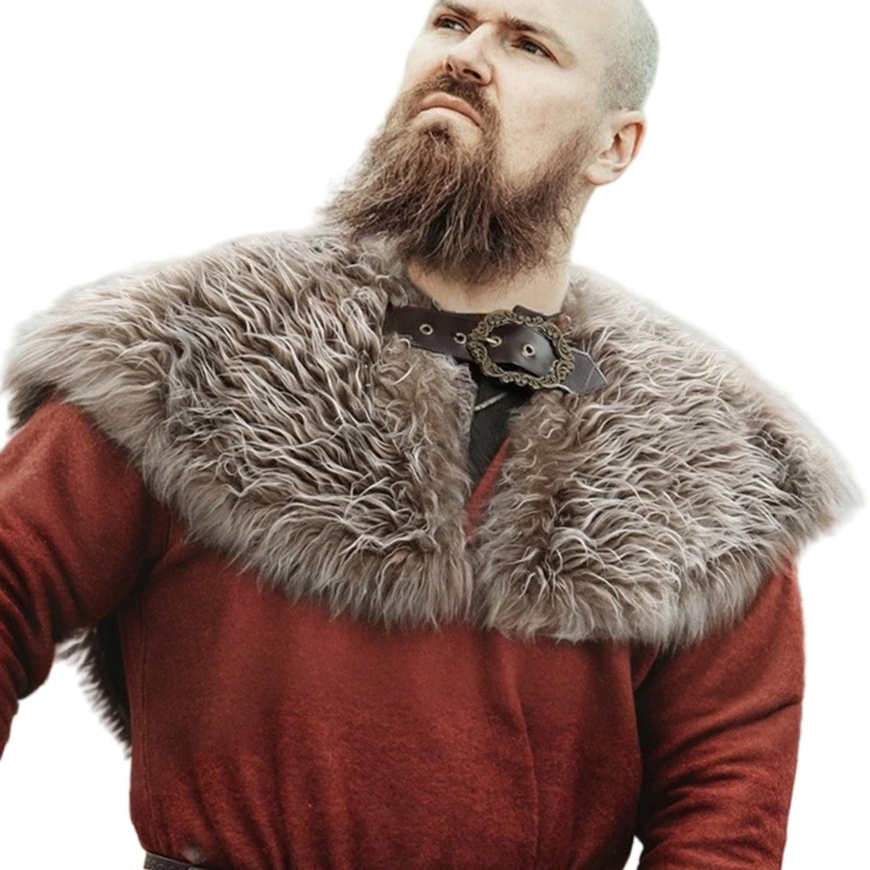Vikinges Furs Collar Warriour Shawl Medieval Knight Shoulder Wrap Shawl ...