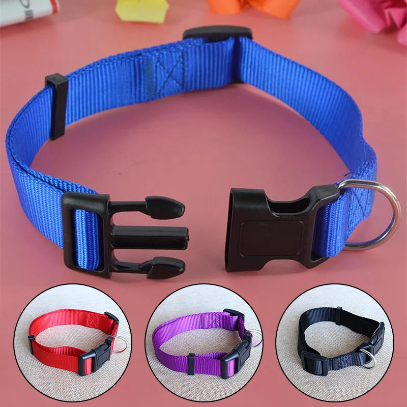 Nylon-Pet-Collars-Adjustable-Neckband-Solid-Color-Dog-Neck-Collar-Soft ...