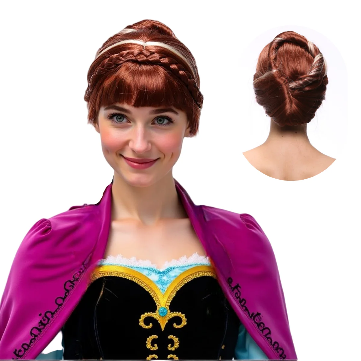 Anna Wig For Adult Red Brown Braid Wig With Bang Synthetic Hair For ...