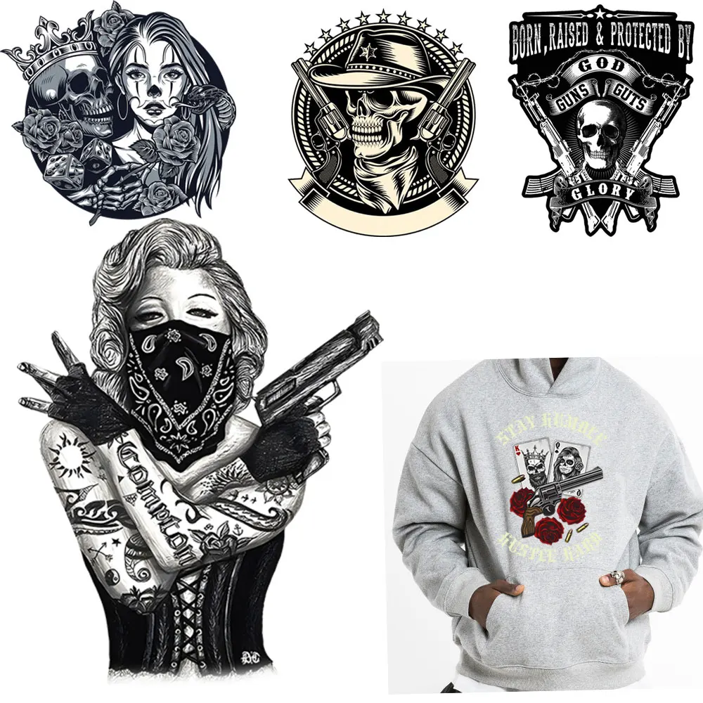 Punk Design Iron On Patches For Clothing Horror Movies Heat Transfer ...