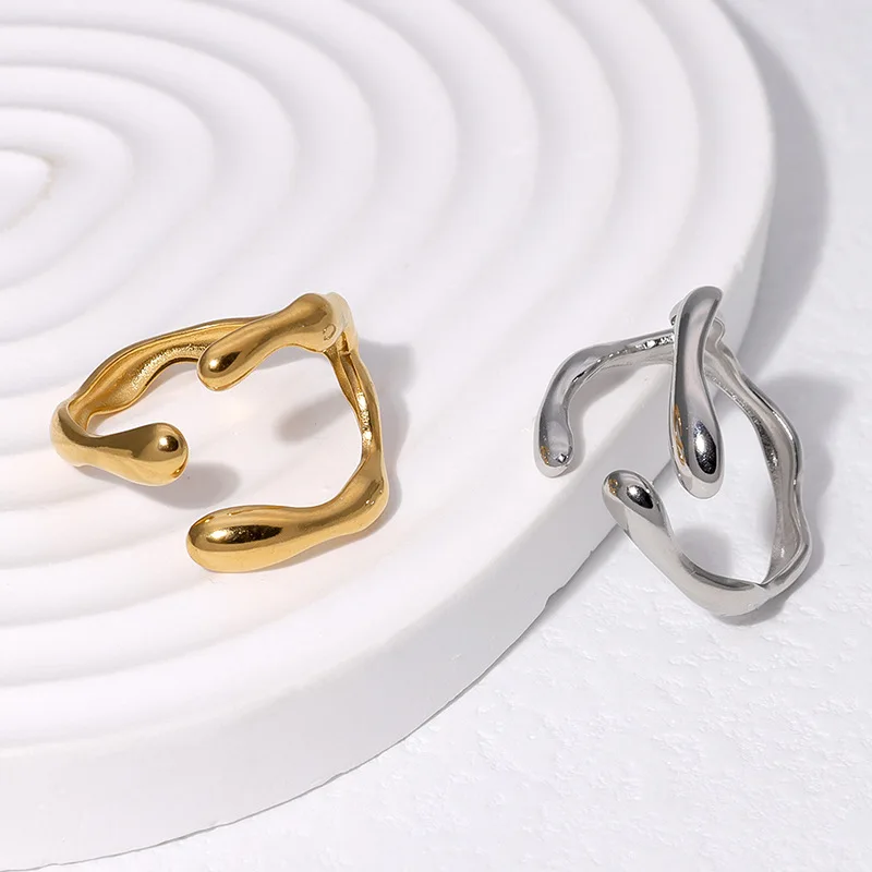 Metal-Irregular-Geometric-Ring-Gold-Color-Open-Finger-Rings-New ...