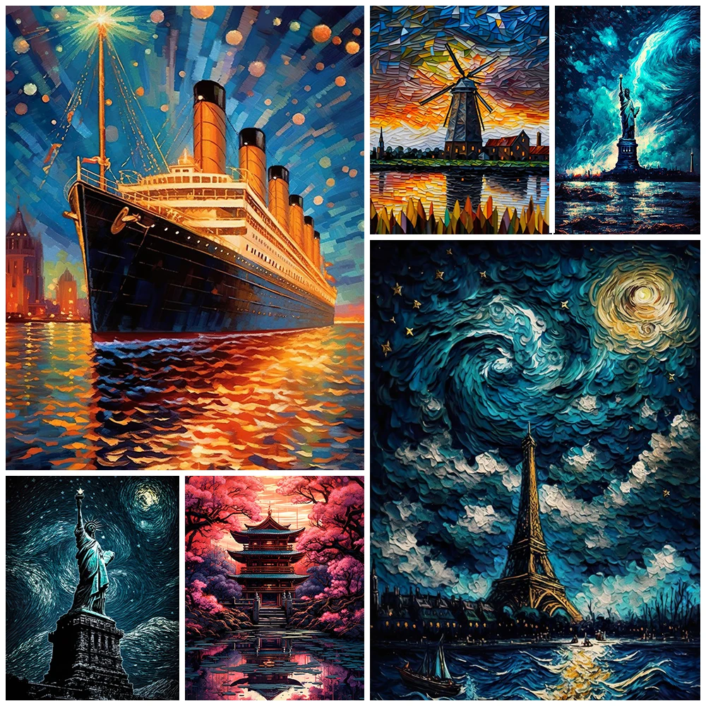 Landscape-Diamond-Painting-Night-City-Rhinestones-Mosaic-Needlework ...