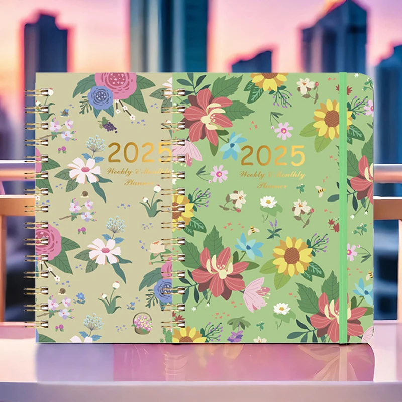 Planners-Budget-Planner-Flower-Pattern-2025-Plan-Calendar-Diary-Coil ...