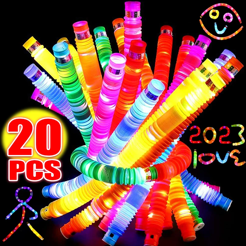 5-20PCS-LED-Flash-Pop-Tubes-Sensory-Toy-Luminous-Retractable-Glow-Stick ...