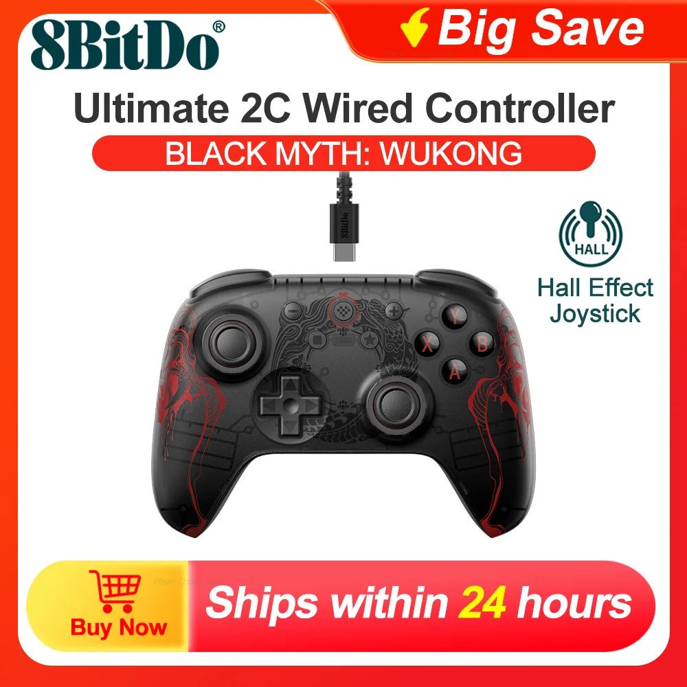 8bitdo-final-2c-controlador-com-fio-gamepads-PC-preto-mito-wukong-para ...