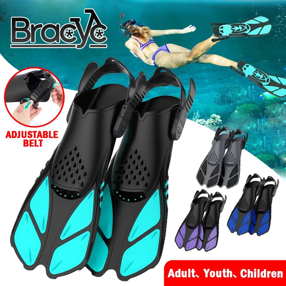 Snorkel-Fins-Adjustable-Swim-Flippers-Travel-Size-Short-Swimming-Fins ...