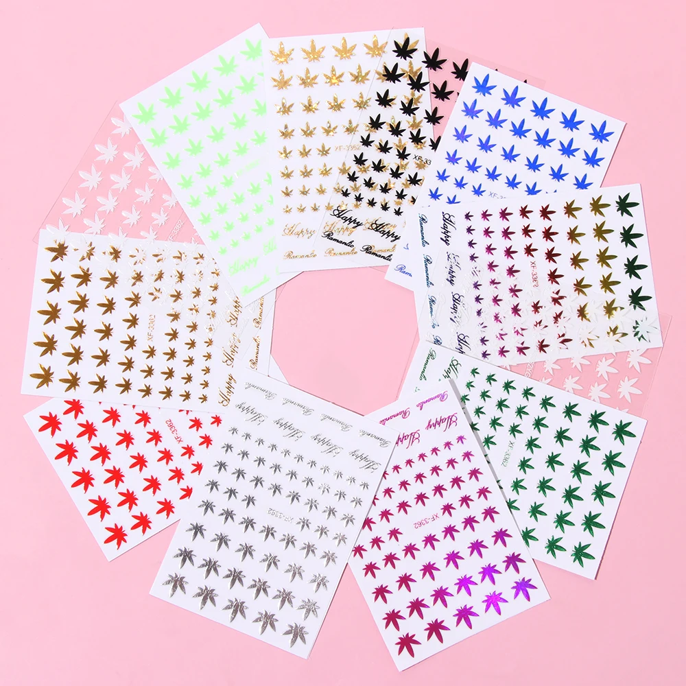 3d Leaves Decoration Nail Art Sticker Marijuana Leaf Self-adhesive ...