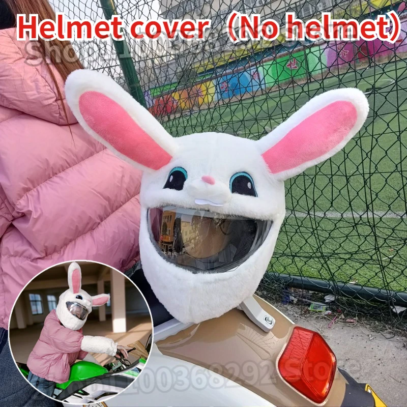 Motorcycle-Helmet-Protection-Headgear-Cover-rabbit-Cartoon-Fluffy-Plush ...