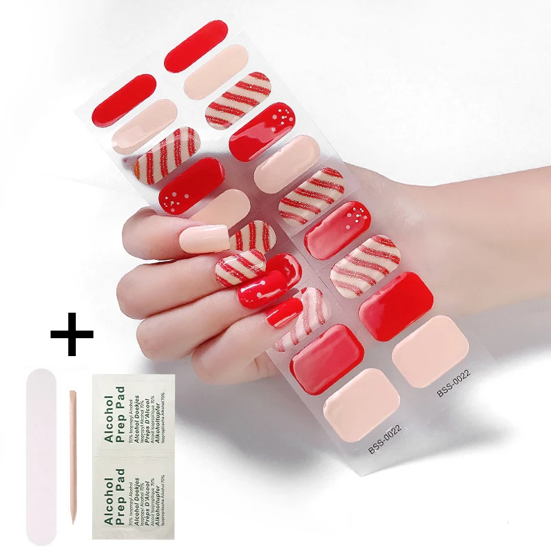 20-Sheets-Semi-Cured-Gel-Nails-Sticker-For-UV-Lamp-Gel-Nail-Strip-Full ...