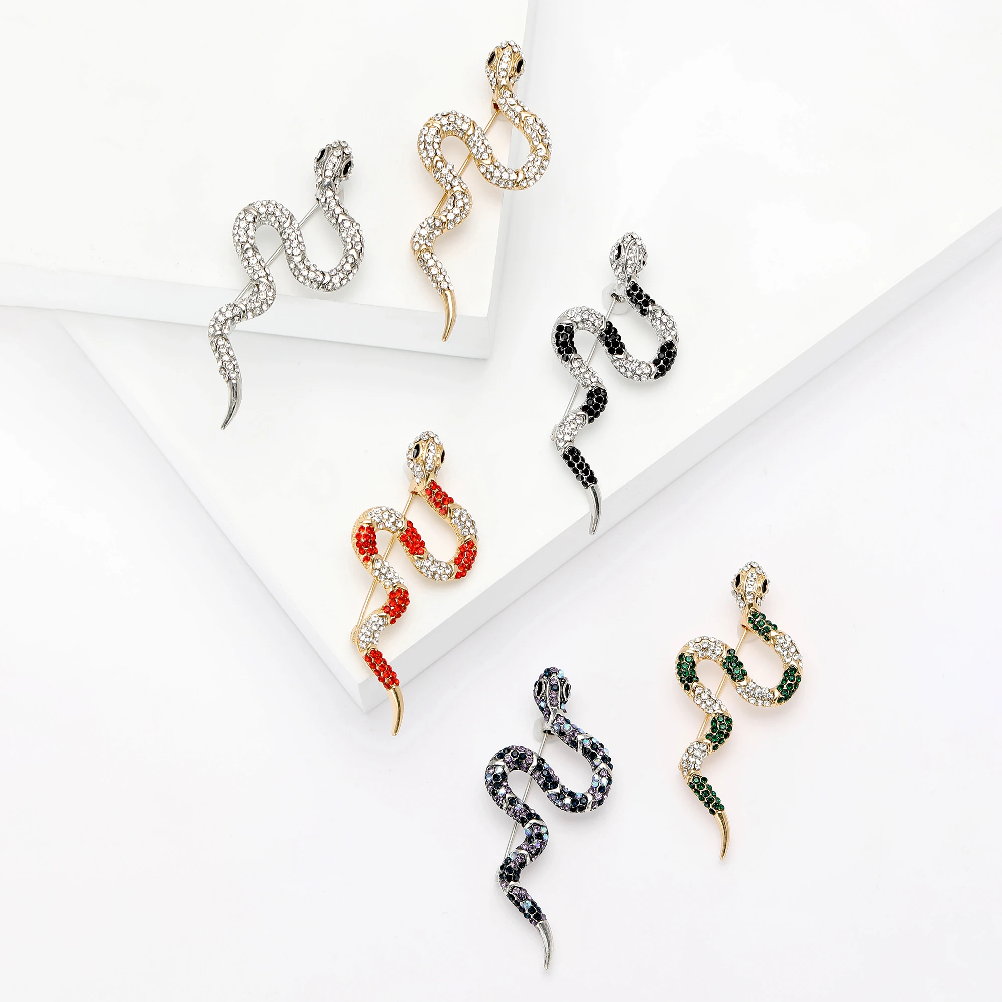 Shiny Rhinestone Snake Brooches for Women Unisex Animal Pins 6-color ...