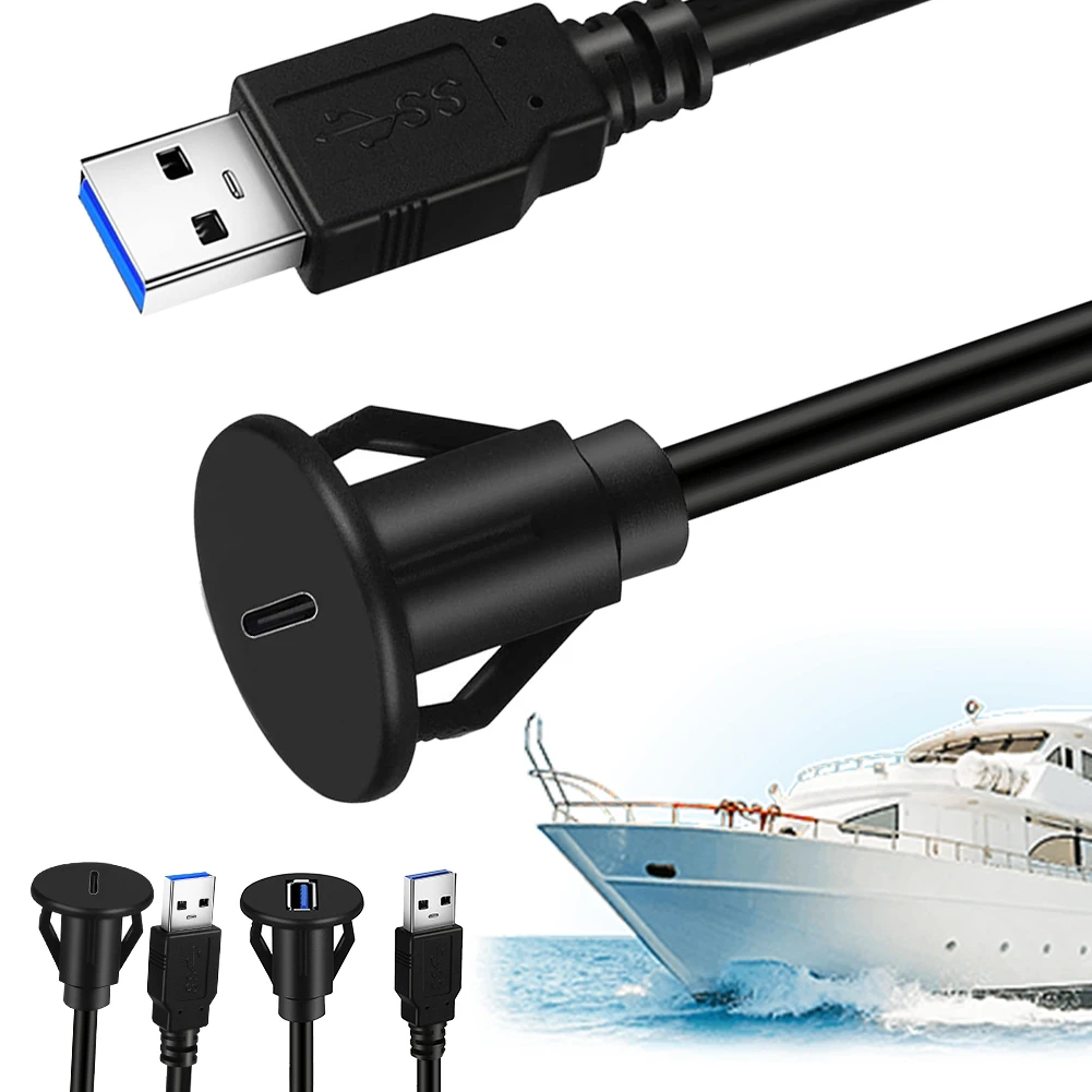 1M-USB-3-0-Male-To-Female-Flush-Mount-Panel-Mount-Extension-Data-Cable ...