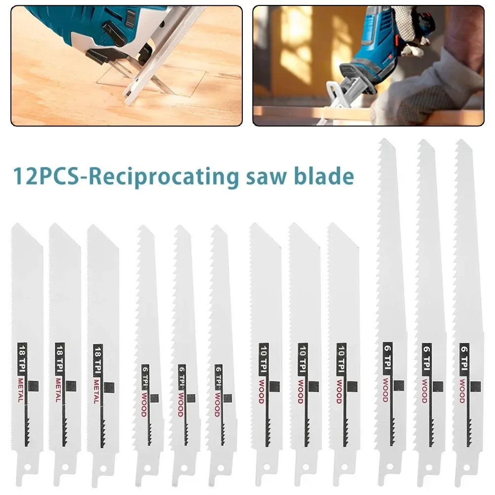 12PCS-Reciprocating-Saw-Blades-Saber-Saw-Handsaw-Multi-Saw-Blade-For ...