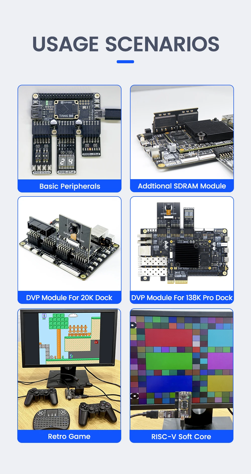 Sipeed Tang FPGA PMOD Module LED Switch HDMI Camera Digital Tube HUB75E ...