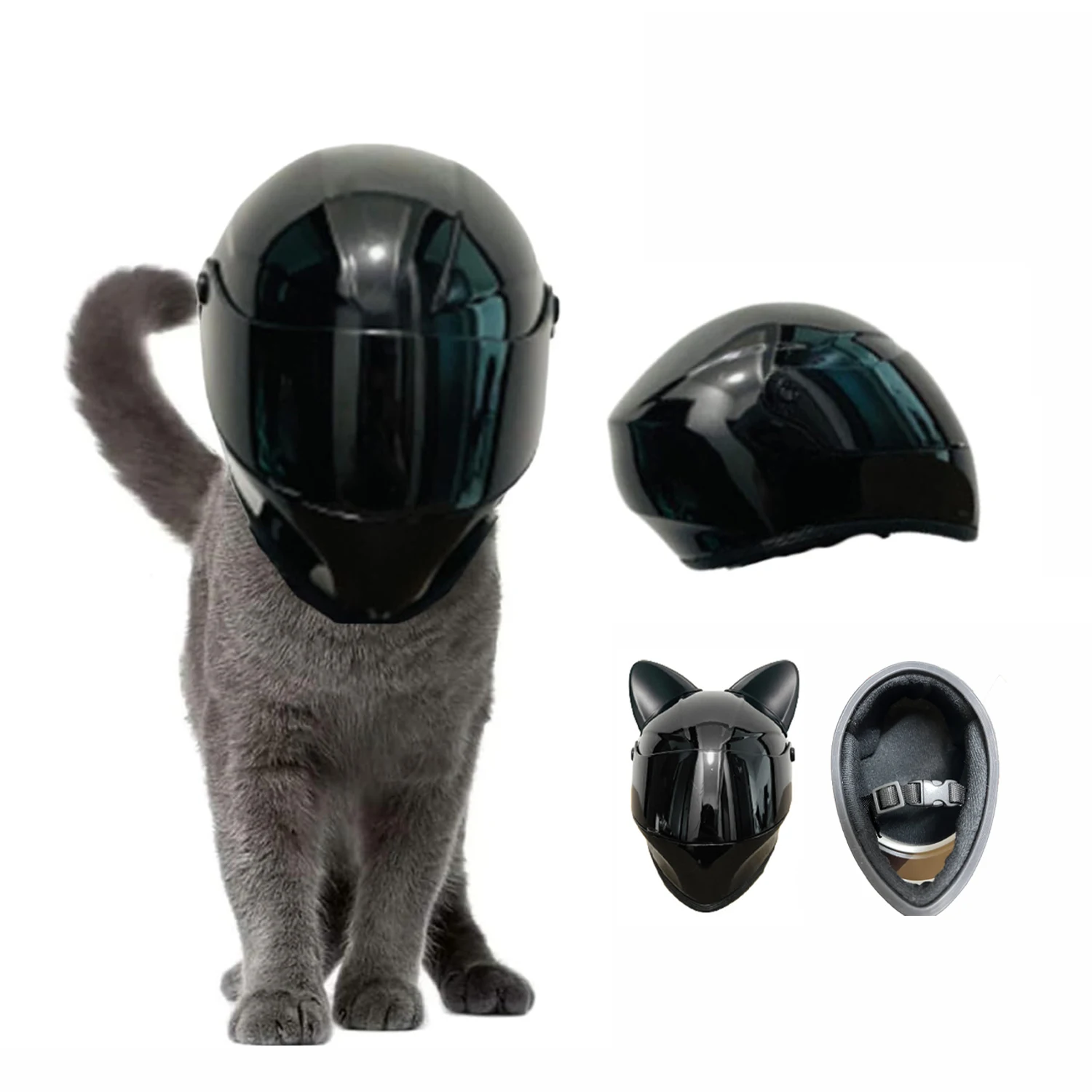 Pet Motorcycle Full Face Helmet with Anti-Detachment Safety Buckle ...