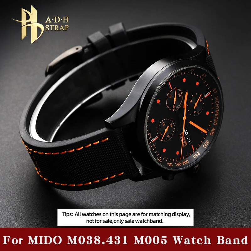 For-MIDO-Helmsman-Observatory-M038-Strap-M038431-Rubber-PU-Checkered-Pattern-Wrist-Watchband ...