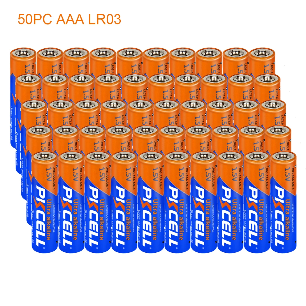 50PCS-PKCELL-AAA-Battery-LR03-1-5V-Alkaline-Battery-3A-AM4-E92-AM4-AAA ...