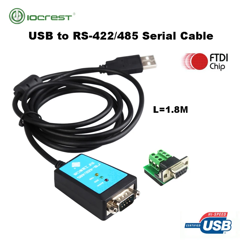 IOCREST 1.8M USB 직렬 RS-422/485 케이블 변환기 USB rs485 rs422 통신 변환기 FTDI 칩셋