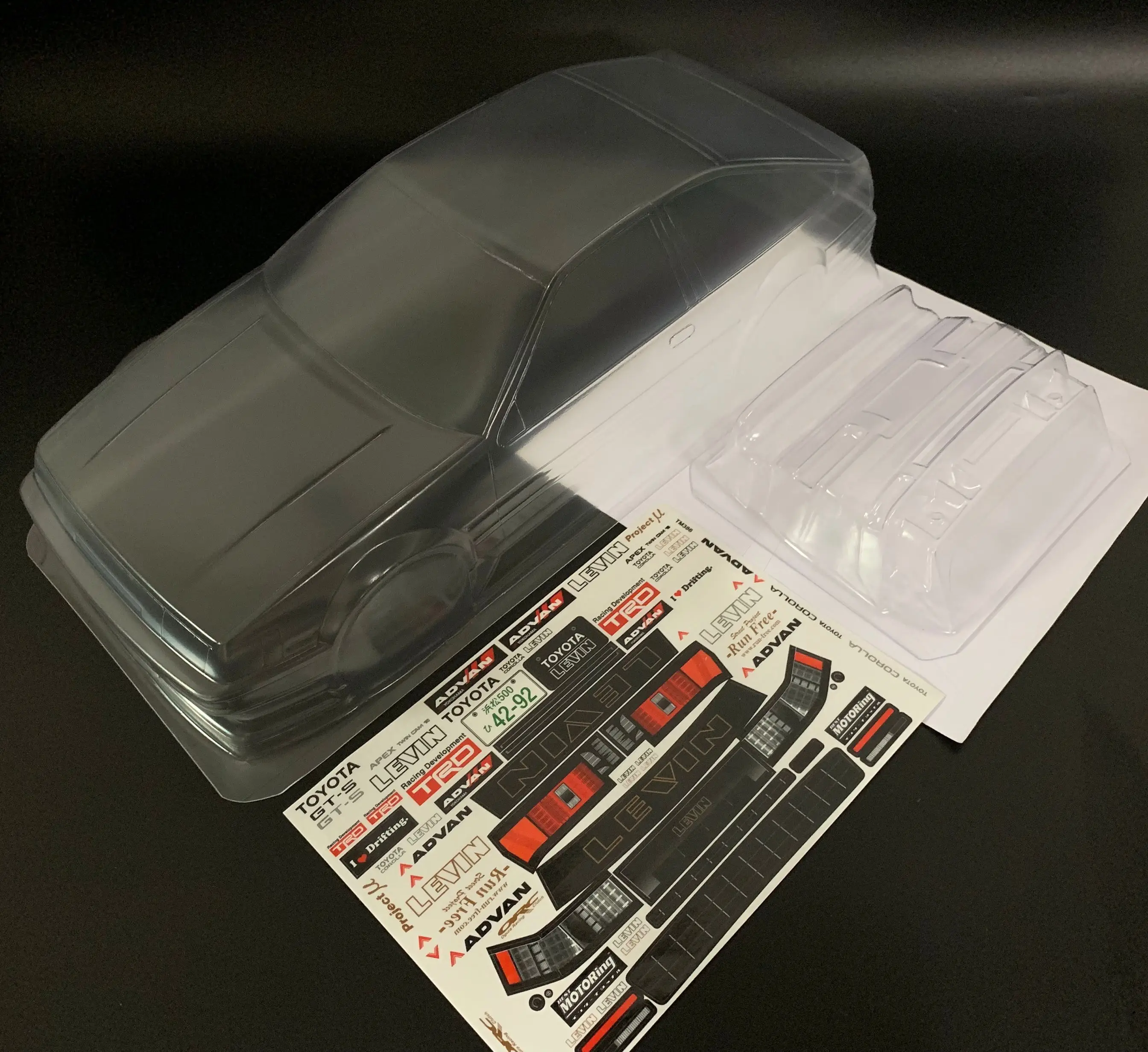 1set AE86 1/10 1:10 M car PC body shell 225mm wheelbase clean Initial D ...