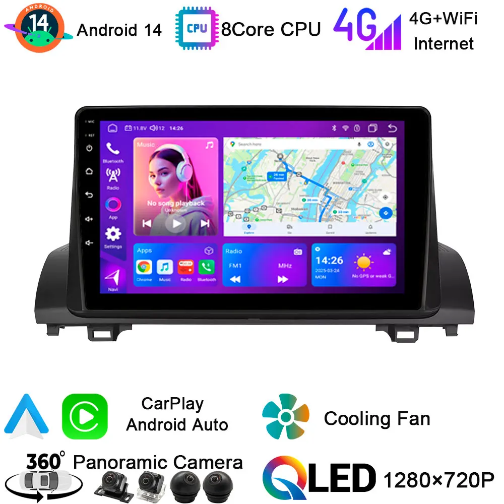 Auto Stereo Android14 Car BT5.0 GPS 4G LTE WiFi Multimedia Radio Video ...
