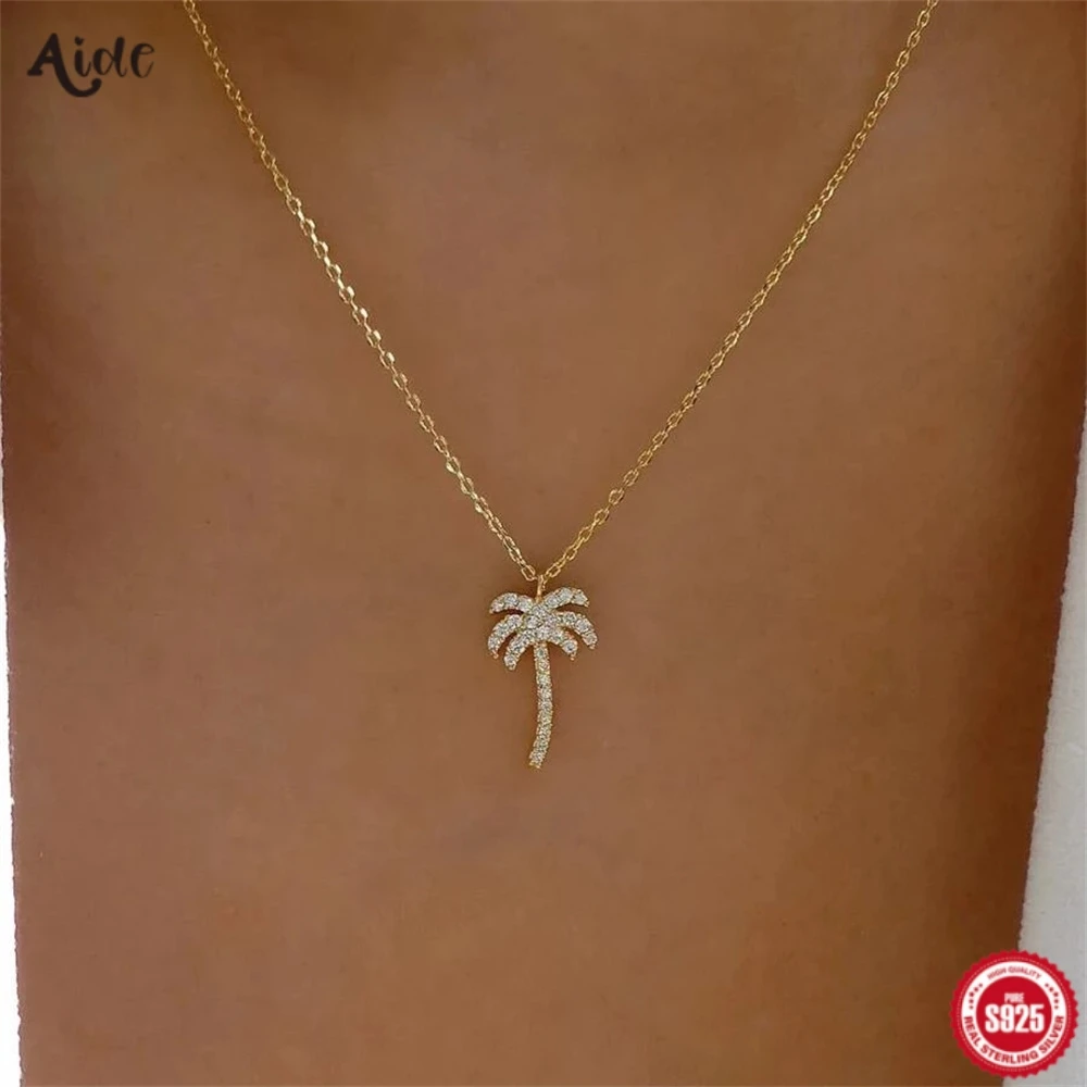 Aide-925-Sterling-Silver-Coconut-Tree-Inlaid-Zircon-Pendant-Necklace ...